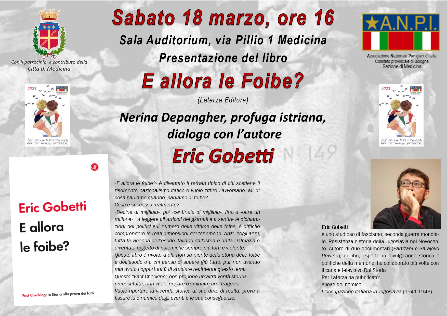 Sabato 18 marzo presentazione del libro “E allora le Foibe?” di Eric Gobetti » A.N.P.I. Medicina